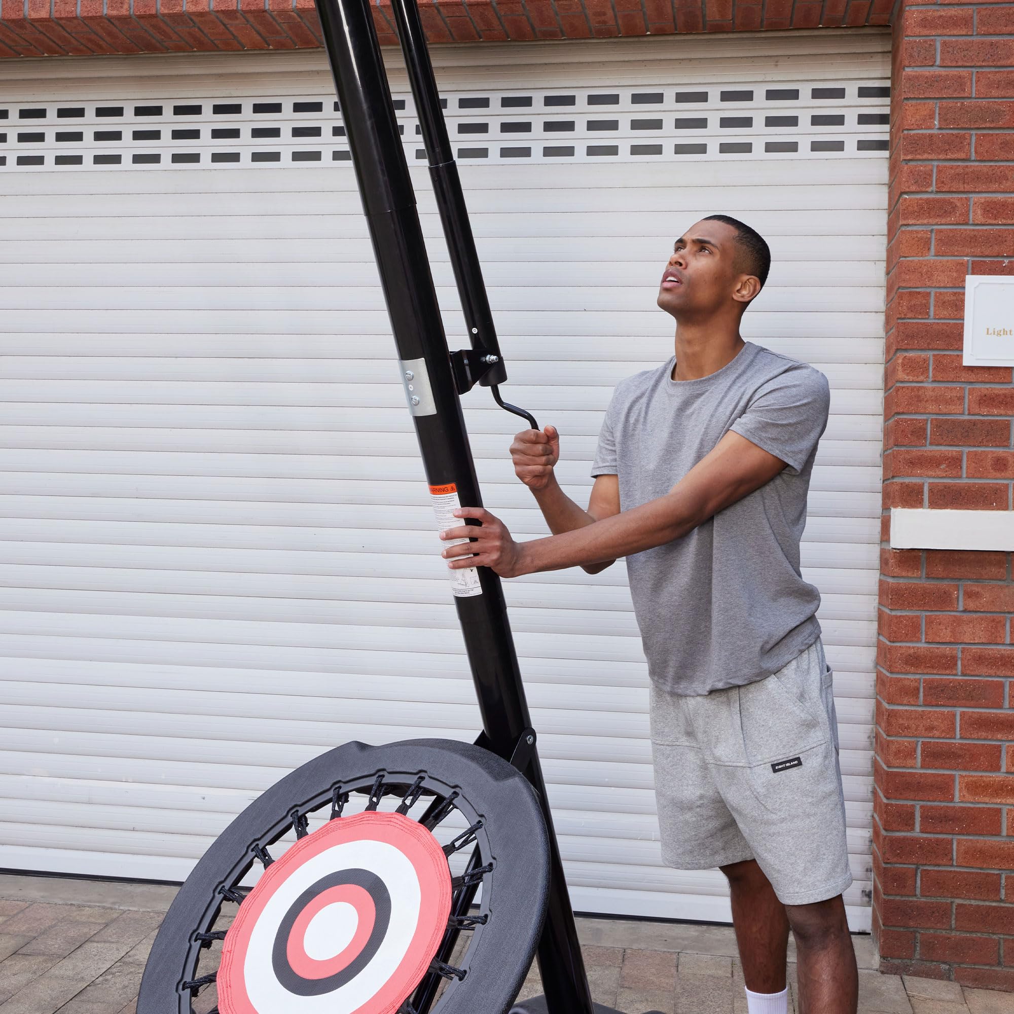 IE Sports Portable Basketball Hoop, 7.5-10 Ft Adjustable Height, 44" Backboard & Rebounder