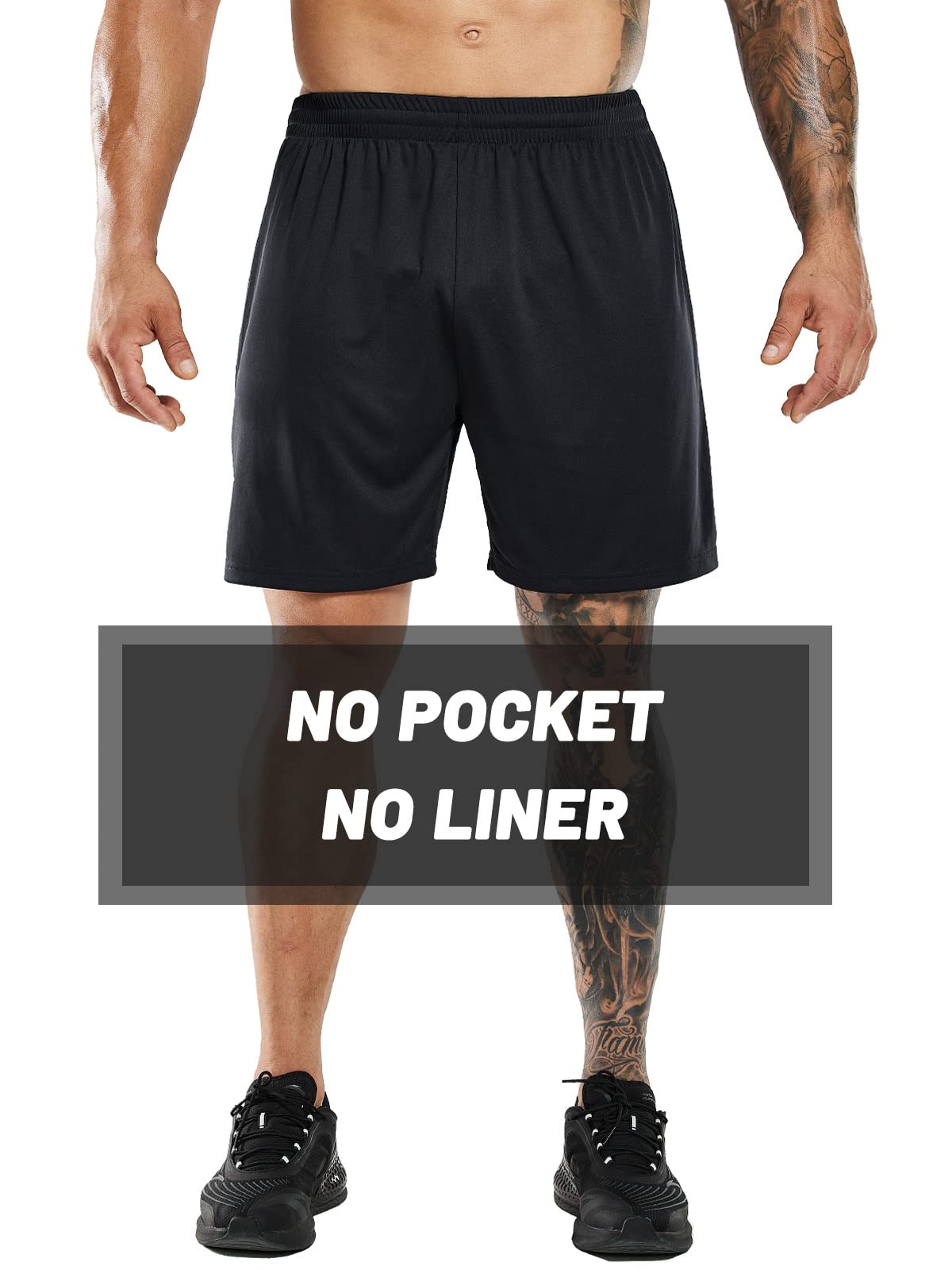 MIER Men's Quick-Dry Athletic/Soccer/Basketball Shorts Without Pockets No Liner Running Workout Training Active Shorts, Black, XL