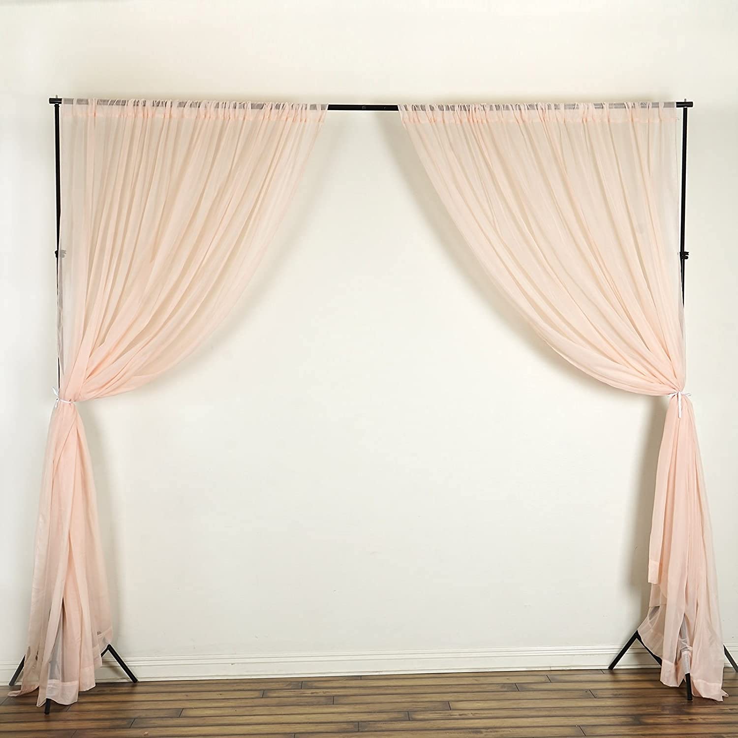 Backdrop King Inc, Fire Retardant Resistant, Sheer Voile Chiffon Fabric Draping Panels | Voile Fabric - 120" Wide | Use for Backdrop Curtain 10 Feet Wide (2 Panels 5 Feet Wide x 10 Feet Long, Blush)