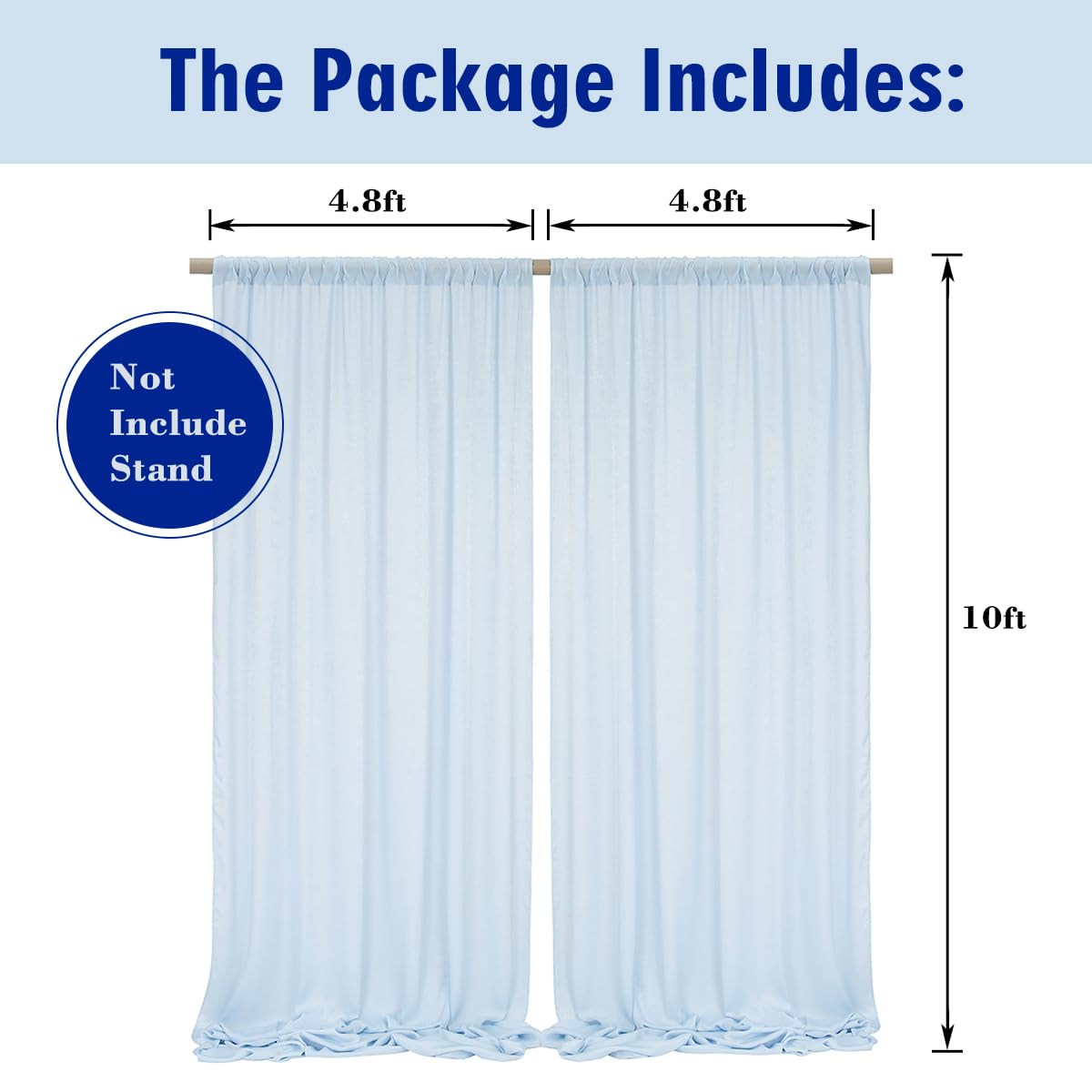 SHERWAY 9.6 Feet x 10 Feet Light Blue Silky Soft Curtain Wedding Backdrop Drapes, Slightly Shiny Satiny Window Curtains for Party Ceremony Decoration