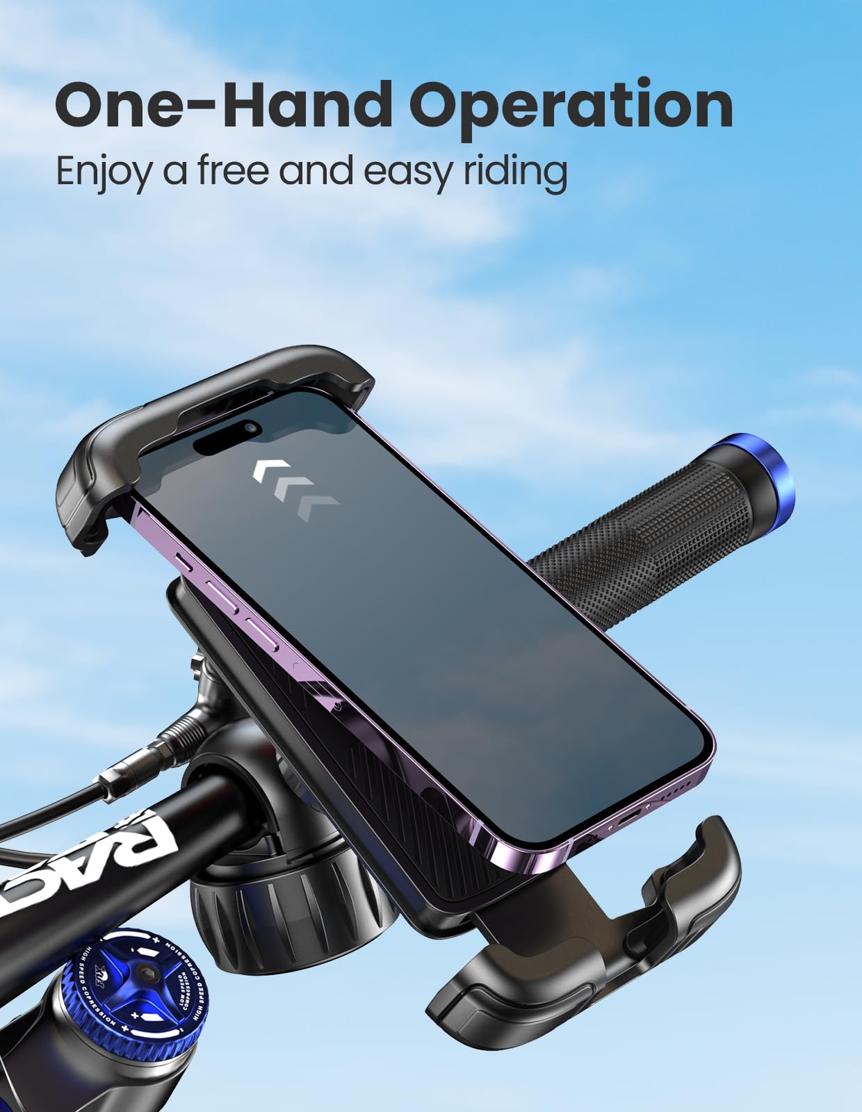 odbowuge Motorcycle Phone Mount Holder - [Triple Shock Protector] Upgrade Bike Phone Mount, Motorcycle Cell Phone Holder Fit iPhone More 4.7-7" Phone