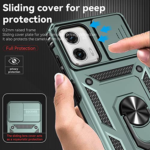 Compatible with Motorola Moto G Power 5G 2023 Case,[2 Pack] Screen Protector,Heavy Duty Phone Cover with Magnetic Kickstand,Slide Camera Cover Protection,for Moto G Power 2023 Phone Case Green