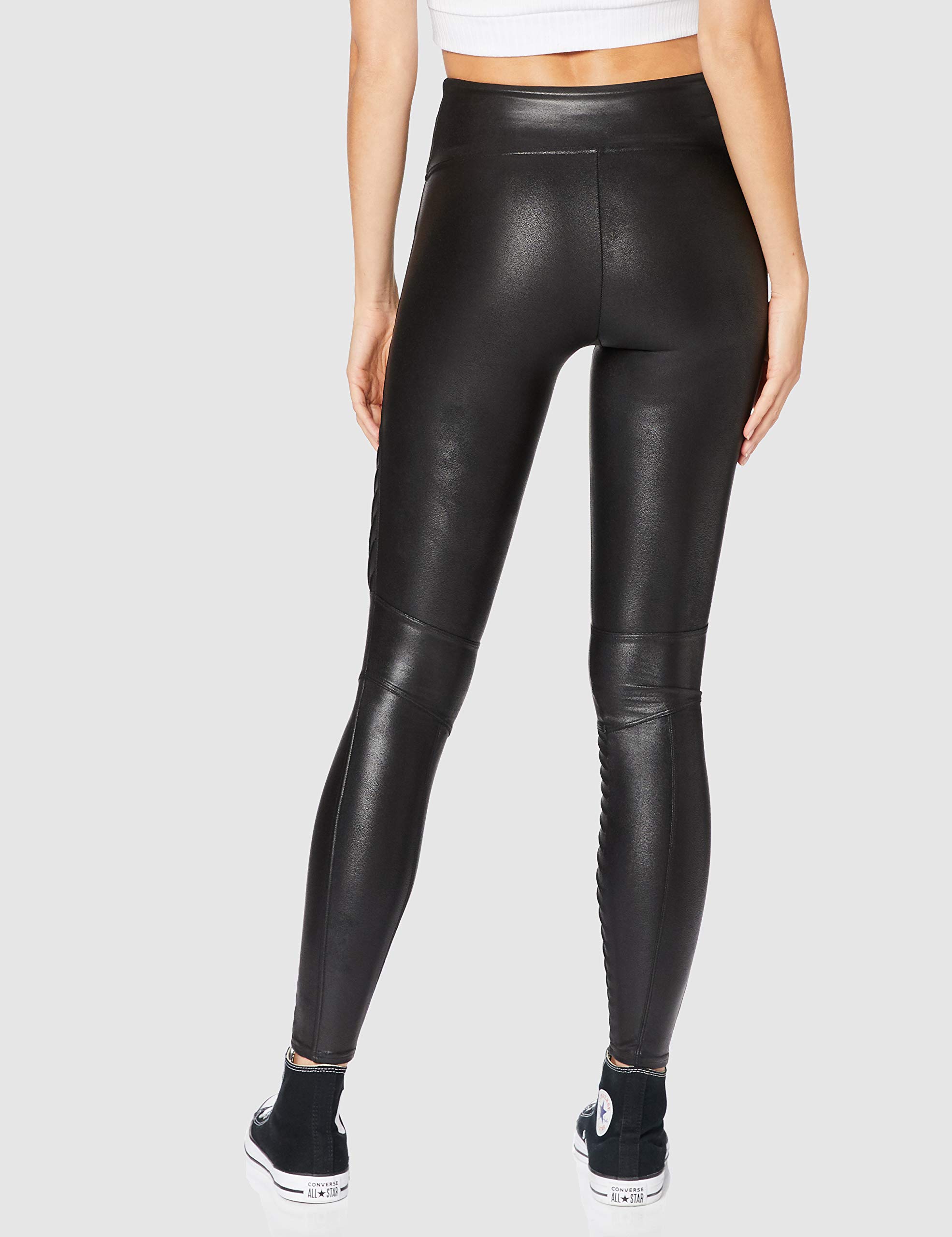SPANX Faux Leather Moto Leggings Very Black SM 27