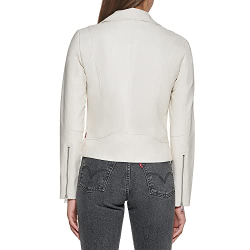 Levi's Women's Faux Leather Asymmetrical Moto Jacket, Oyster, X-Large