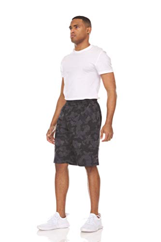Spalding Mens Performance Regular Fit Fleece Sweat Short, 10" Inseam, Black Bio Camo, M