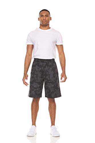 Spalding Mens Performance Regular Fit Fleece Sweat Short, 10" Inseam, Black Bio Camo, M