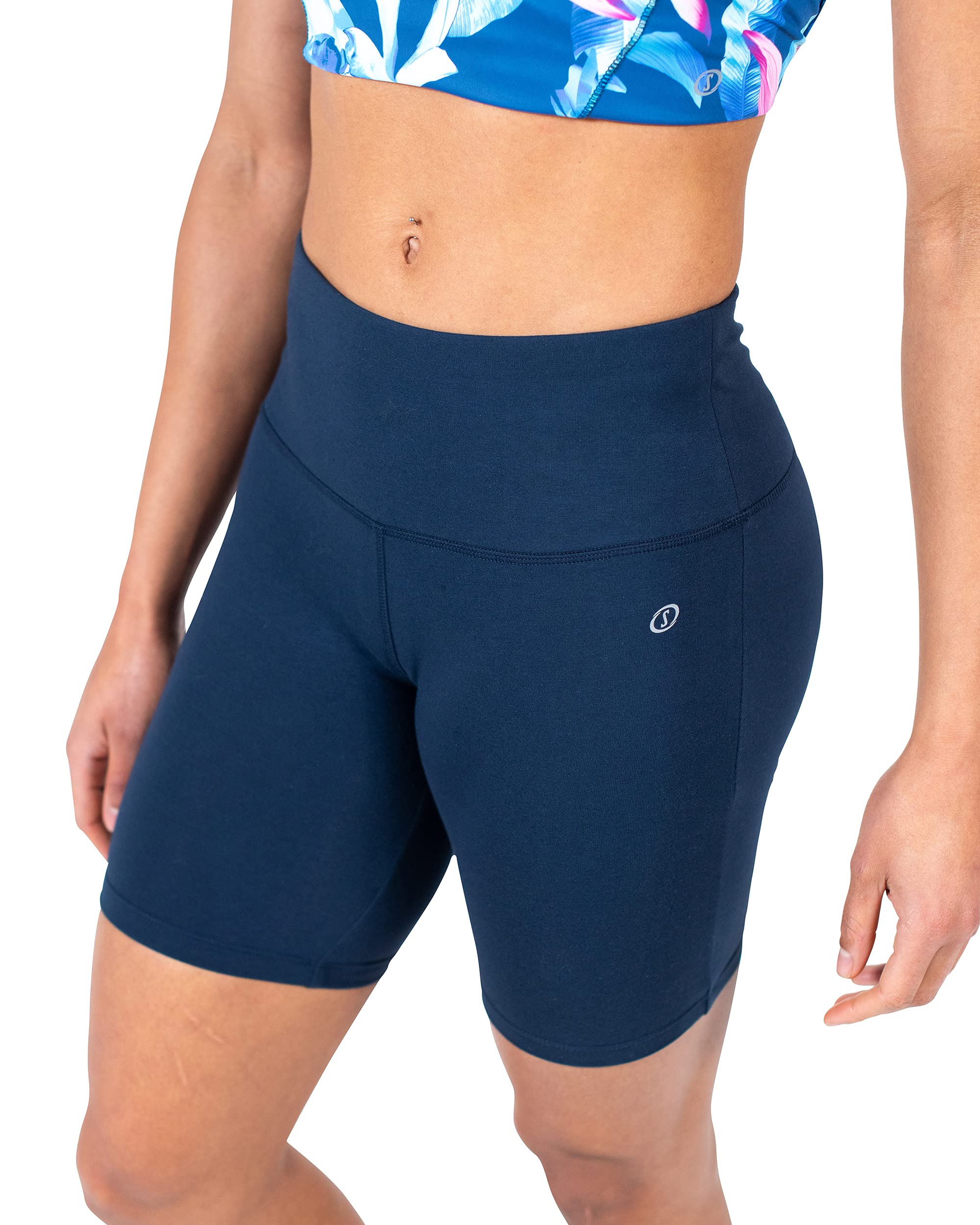 Spalding Women's Cotton Stretch Bike Short, Navy Blazer, Small