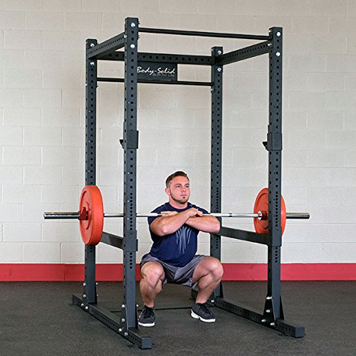Body-Solid (SPR1000 Power Rack with 1000 Lb. Weight Capacity for Squats, Deadlifts, and Weightlifting Workout with J Hook Cups, Home and Commercial Gym, Black