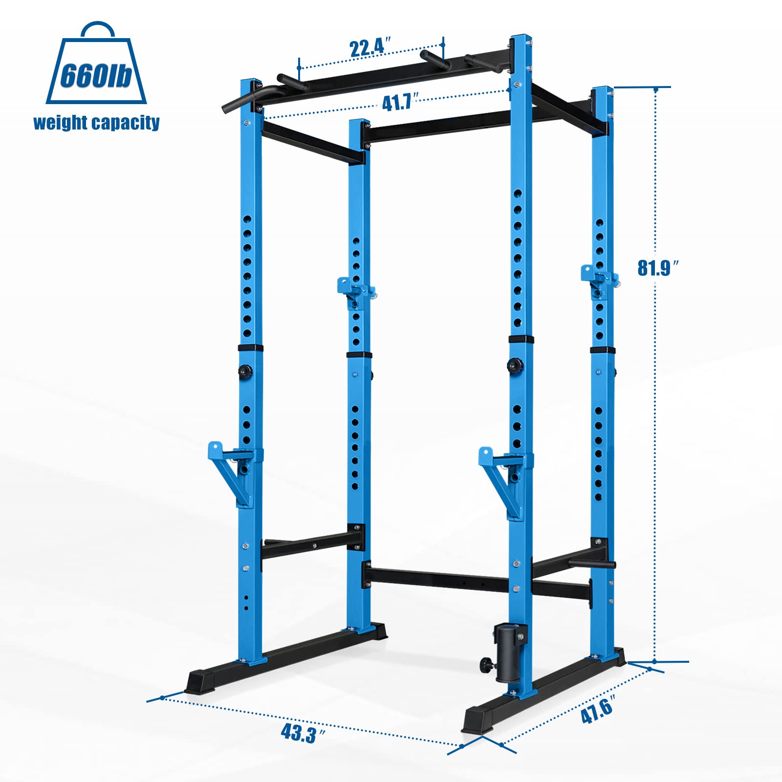 Bongkim Power Rack, Rack Cage for Weight Training, Adjustable Squat Stand Rack for Home Gym Equipment, Lifting Cage with 660lb Capacity (Blue)