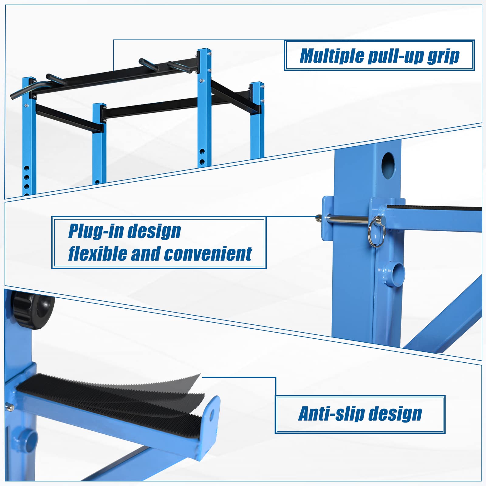 Bongkim Power Rack, Rack Cage for Weight Training, Adjustable Squat Stand Rack for Home Gym Equipment, Lifting Cage with 660lb Capacity (Blue)