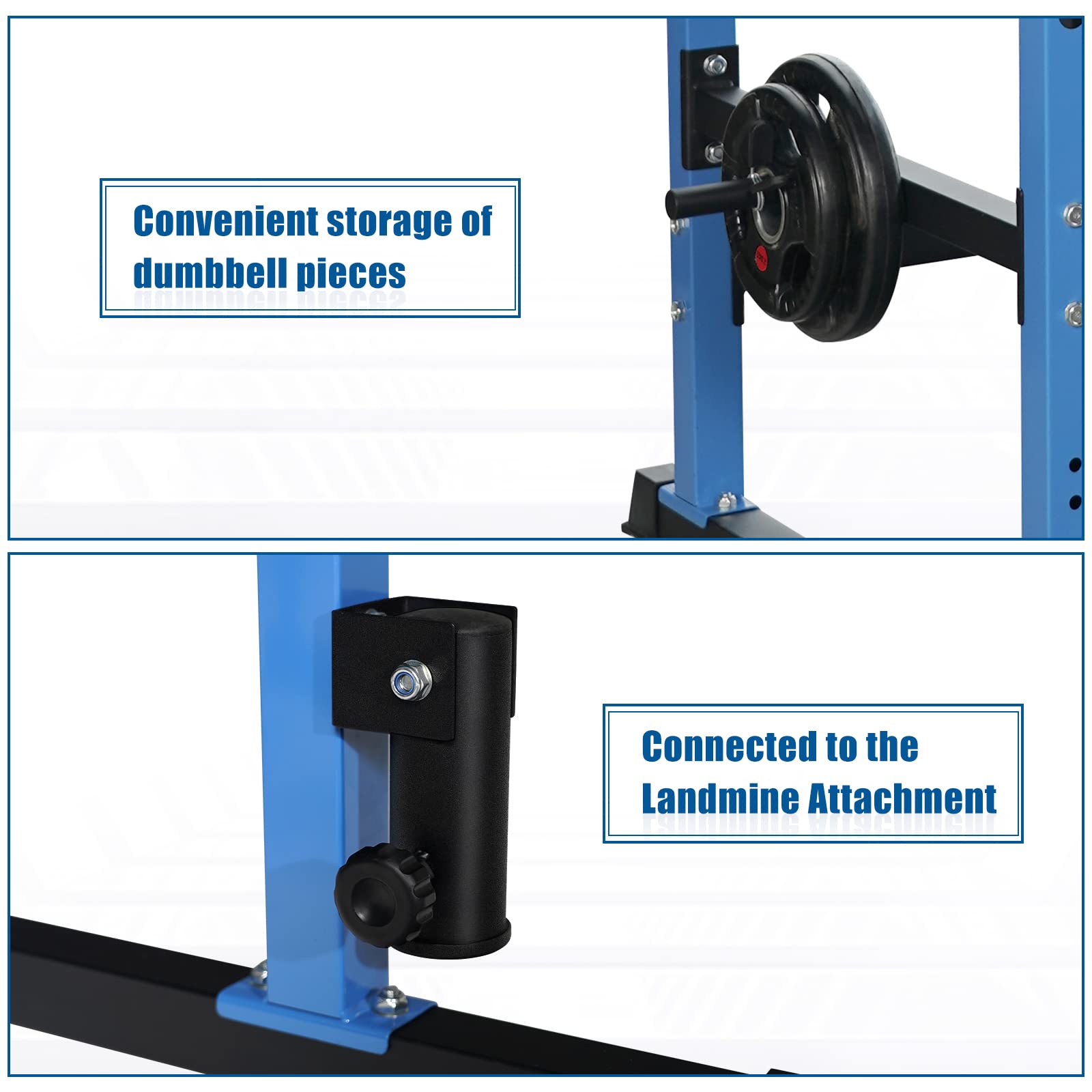 Bongkim Power Rack, Rack Cage for Weight Training, Adjustable Squat Stand Rack for Home Gym Equipment, Lifting Cage with 660lb Capacity (Blue)