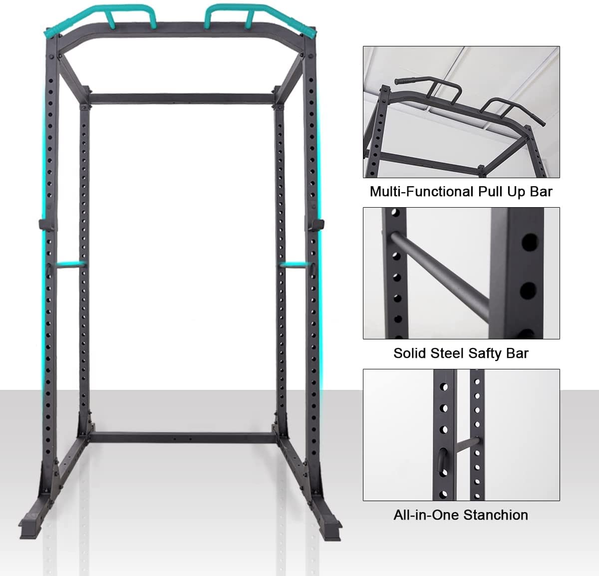 papababe Power Cage, Squat Rack 1200lb Capacity with 2 Extra J-Hooks for Strength Training