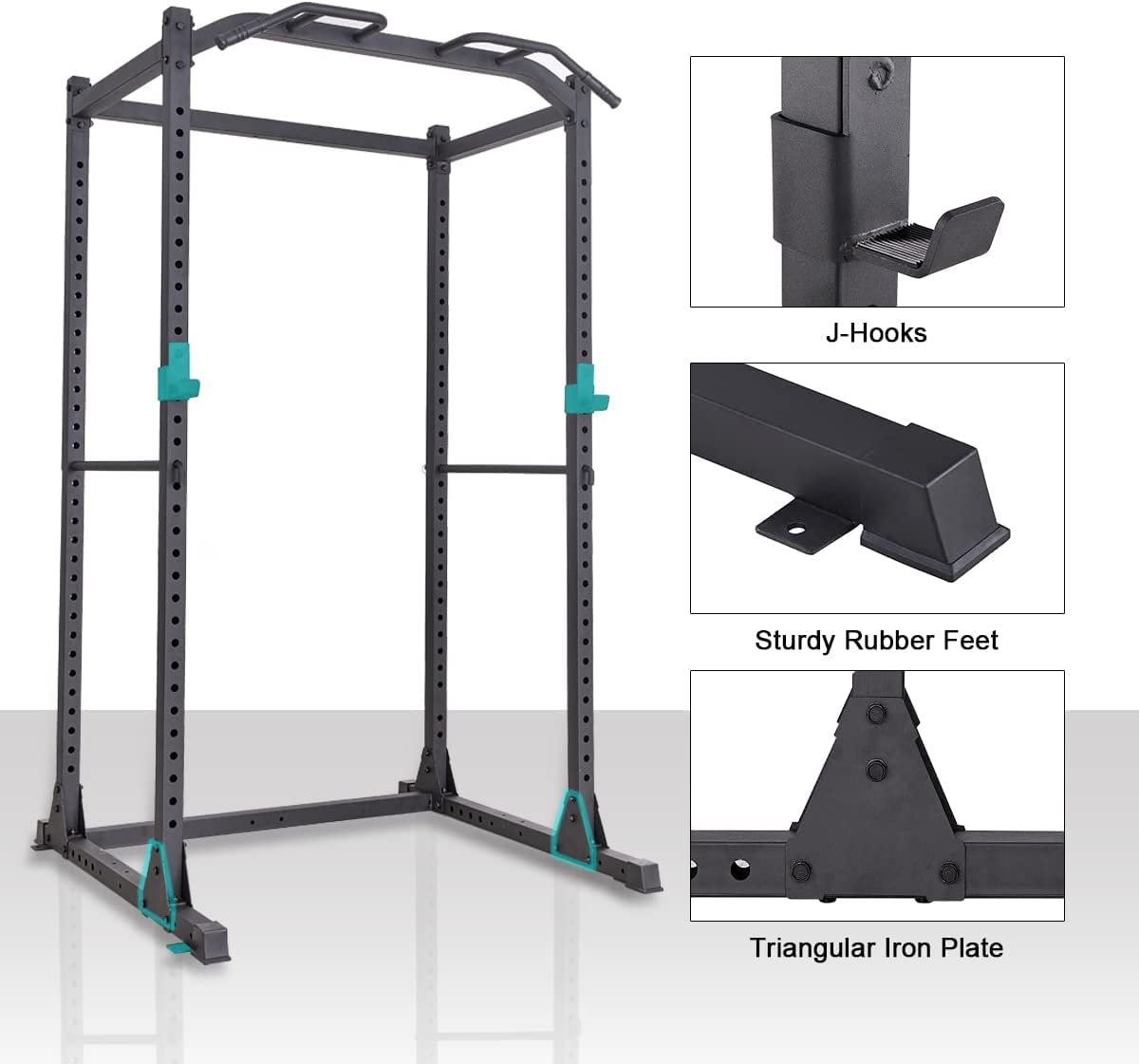 papababe Power Cage, Squat Rack 1200lb Capacity with 2 Extra J-Hooks for Strength Training