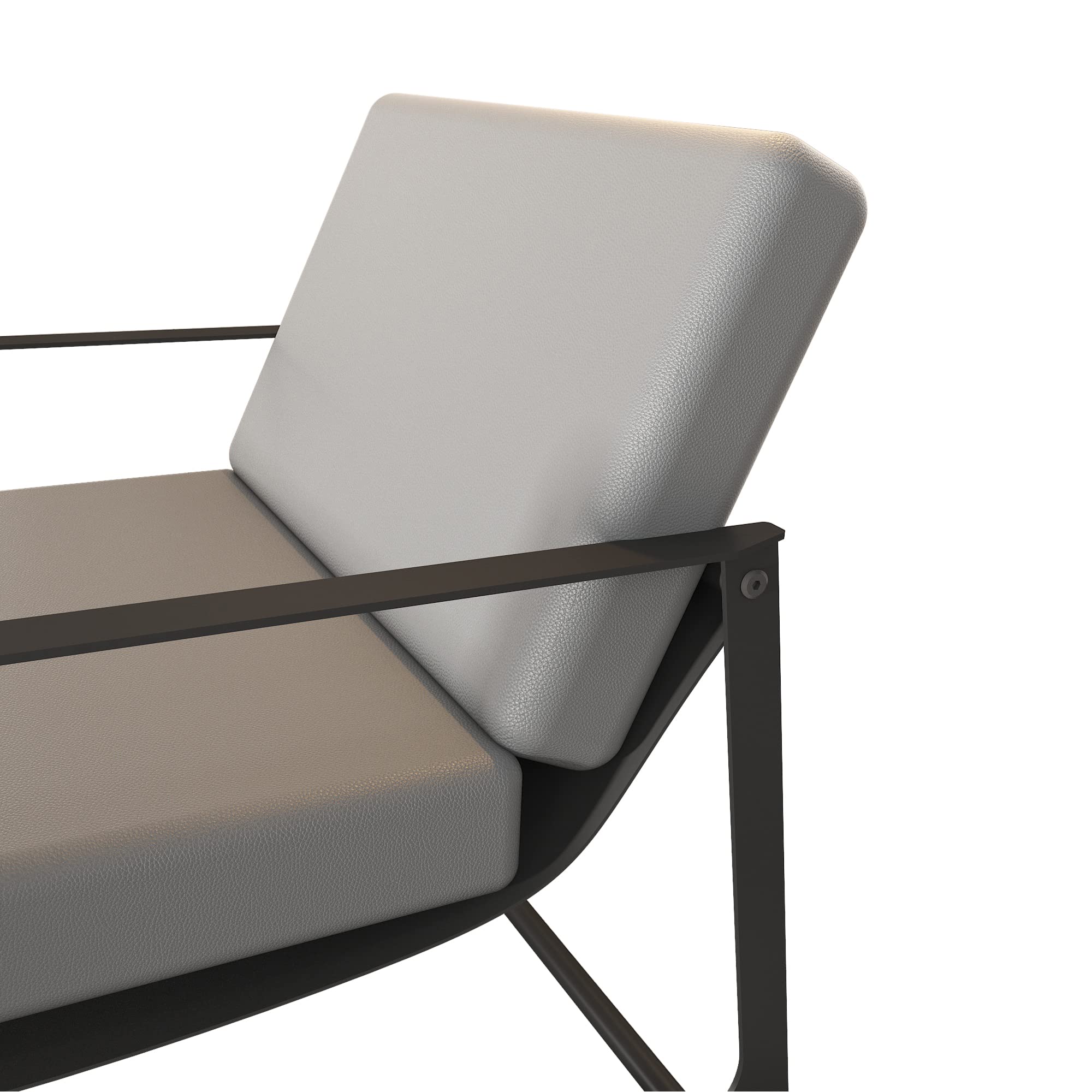 Modern Faux Leather Accent Chairs, Mid-Century Armchairs Ergonomic Chair Reception Chair with Metal Frame for Living Room Bedroom, Study Room (Grey)