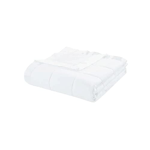 Super Soft Down Alternative Throw Blanket Rich Finished Box Quilted Design | All Seasons Travel Couch Sofa Living Room Light Weight | Warm Cozy Plush Vibrant Look | Snow White Color King Size