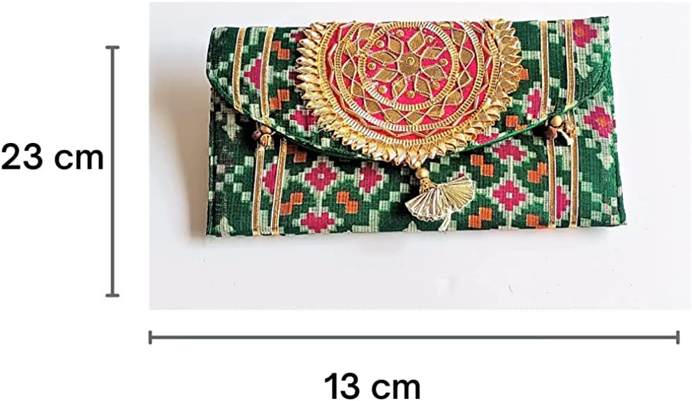 Indian Traditional Patola Clutch For Women Handbag Elegant Evening Wedding Party Purse For Women's BY PANACHE MERCHANT (Pack Of 4)
