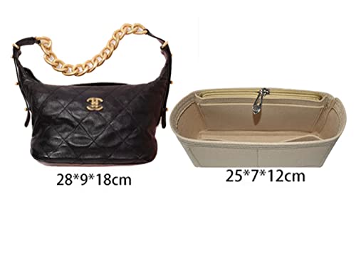 Felt Purse Organizer Insert, for Chanel Chanel24c HOBO armpit bag, inner bag lined with street bag2063Beige