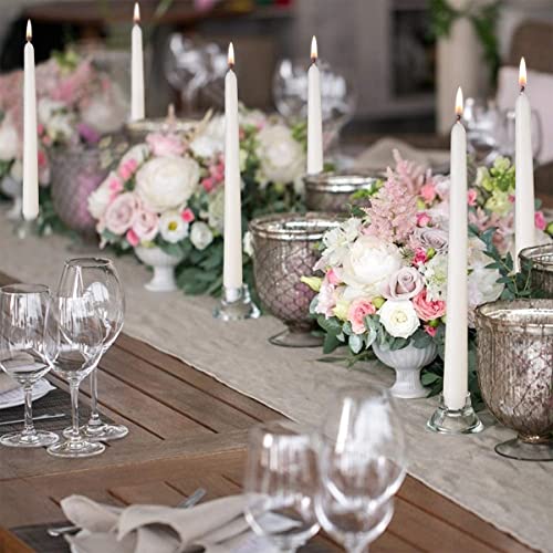 10 Inch Ivory Taper Candles, 12 Pack Unscented Candlesticks for Dinner, Wedding, Christmas, Seasonal Celebration and Home Decoration