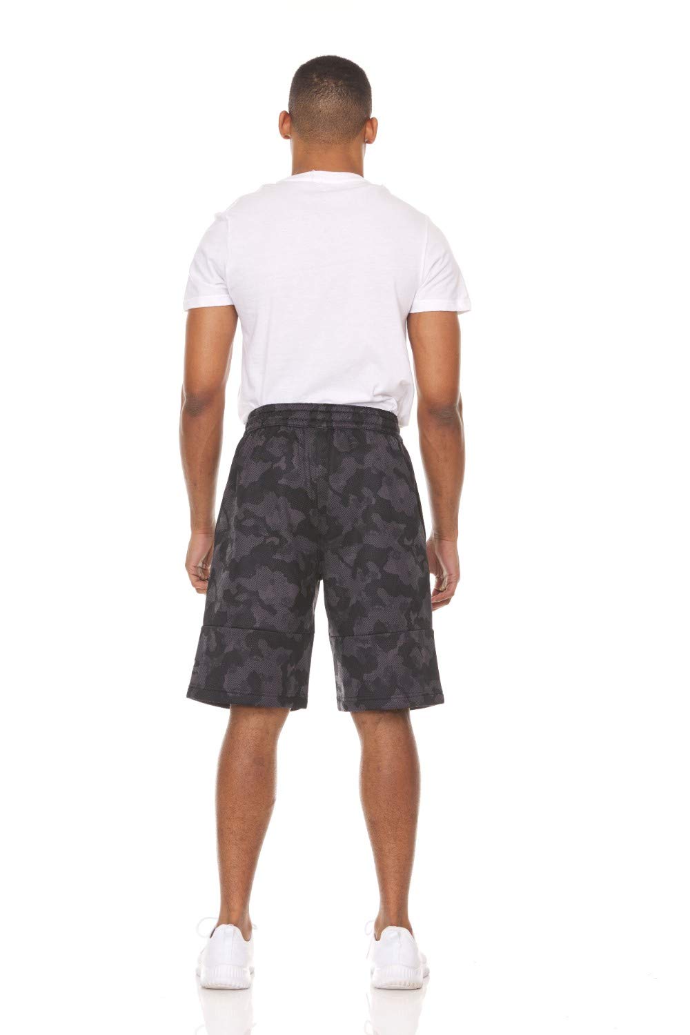 Spalding Mens Performance Regular Fit Fleece Sweat Short, 10" Inseam, Black Bio Camo, S