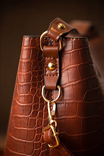 Brunwick Lane Ladies Cross Body Bag, Shoulder Bag with Adjustable Strap, Small Tote Bag. Multipurpose Bag for Women, Brown