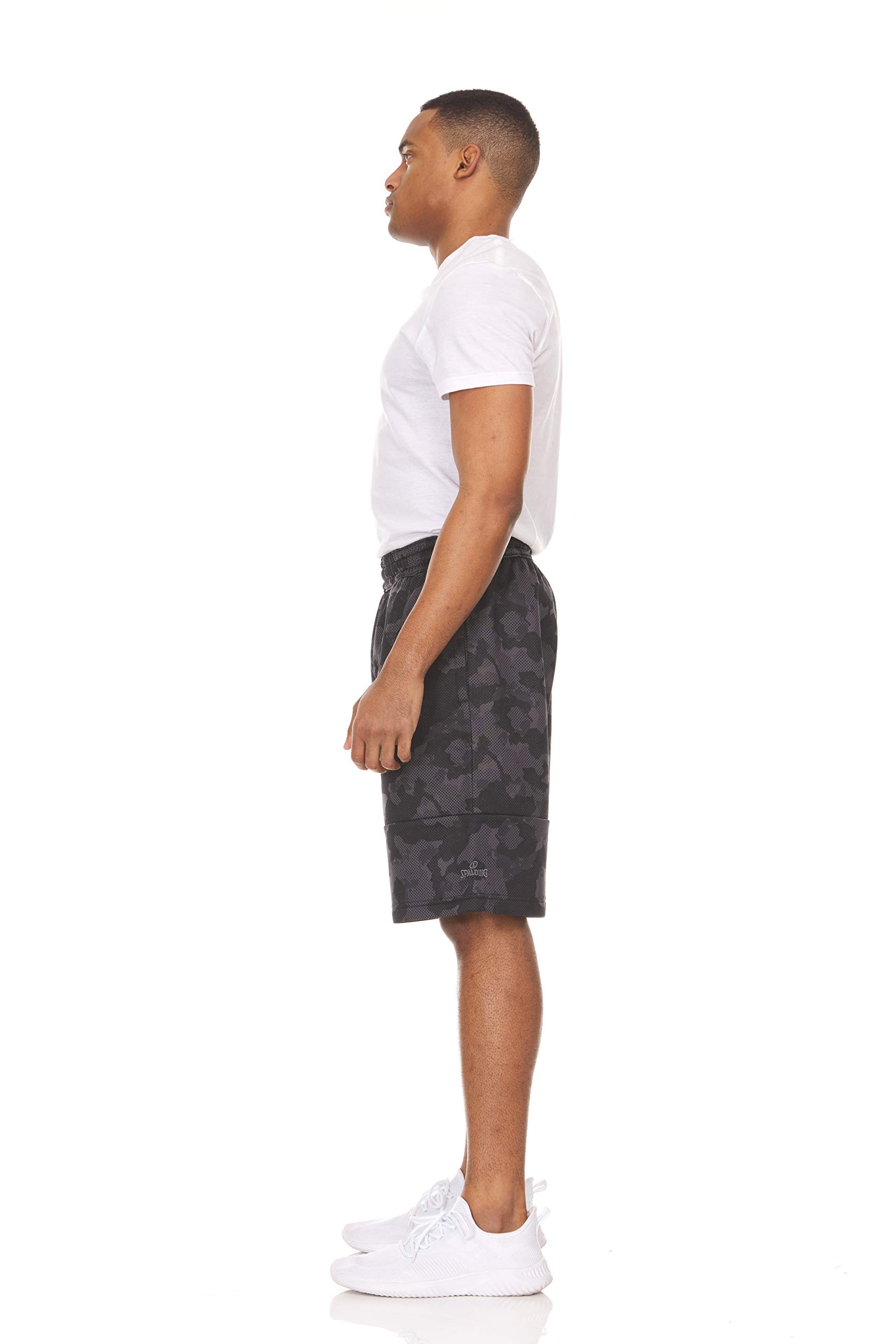 Spalding Mens Performance Regular Fit Fleece Sweat Short, 10" Inseam, Black Bio Camo, S
