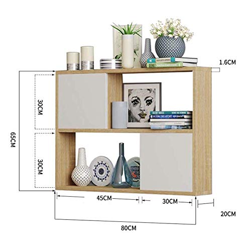 PIBM Stylish Simplicity Shelf Wall Mounted Floating Rack Shelves Solid Wood with Door Bookshelf Show Bearing Strong Living Room Bedroom - 4 Colors, a , 100x20x65cm