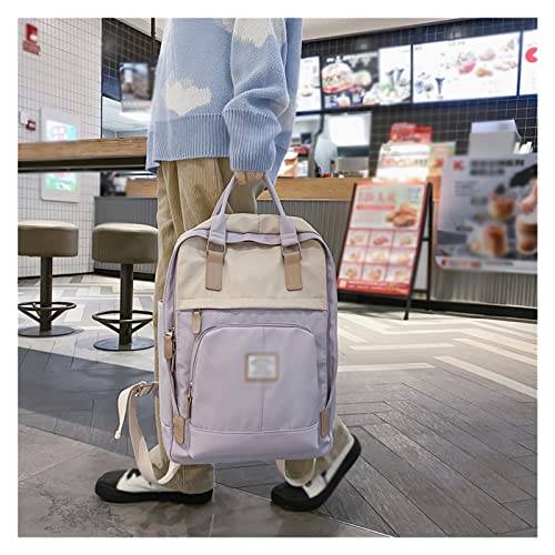 DINGZZ Nylon Backpack Contrast Color Portable Travel Bag Cute Fashion School Backpack Teenage Girls (Color : E, Size : 30 * 13 * 42CM)