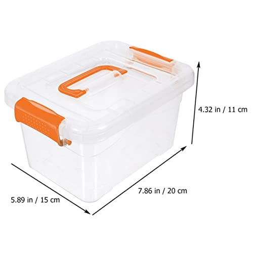 Cabilock 5pcsbox Containers Handle Storage Tabletop Organizer for with Bin Crafts Lid Multi- functional Orange Plastic Cosmetic Stackable Toy Clear Car Desktop Sundry Toys Case