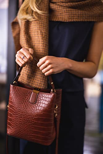 Brunwick Lane Ladies Cross Body Bag, Shoulder Bag with Adjustable Strap, Small Tote Bag. Multipurpose Bag for Women, Brown