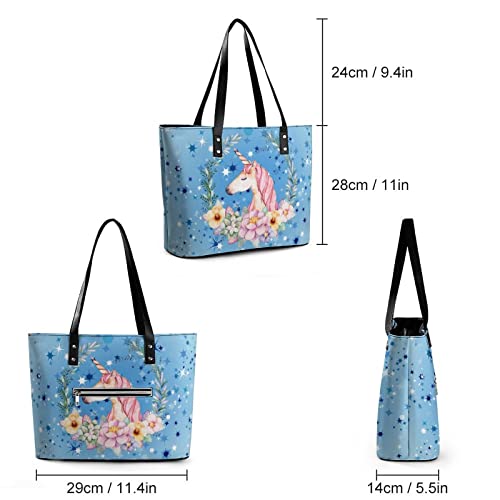 Womens Handbag Unicorn Leather Tote Bag Top Handle Satchel Bags For Lady