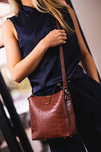 Brunwick Lane Ladies Cross Body Bag, Shoulder Bag with Adjustable Strap, Small Tote Bag. Multipurpose Bag for Women, Brown