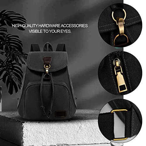 Eshow Canvas Backpack Purse for Women Canvas School Backpacks Small Casual Daypack for Men Women Anti-theft Work Daily Girls