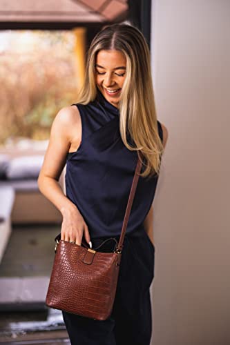 Brunwick Lane Ladies Cross Body Bag, Shoulder Bag with Adjustable Strap, Small Tote Bag. Multipurpose Bag for Women, Brown