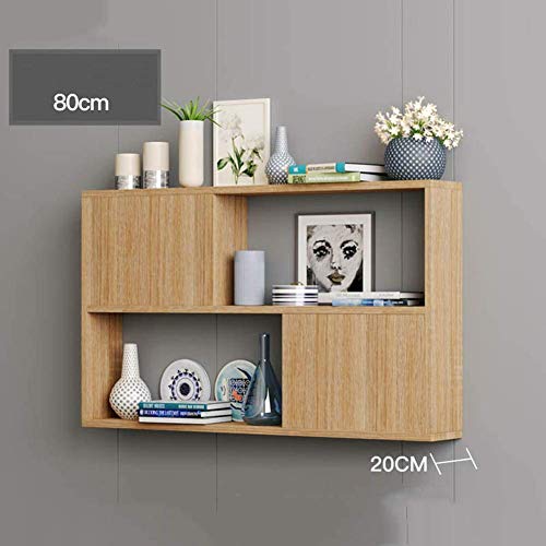 PIBM Stylish Simplicity Shelf Wall Mounted Floating Rack Shelves Solid Wood with Door Bookshelf Show Bearing Strong Living Room Bedroom - 4 Colors, a , 100x20x65cm