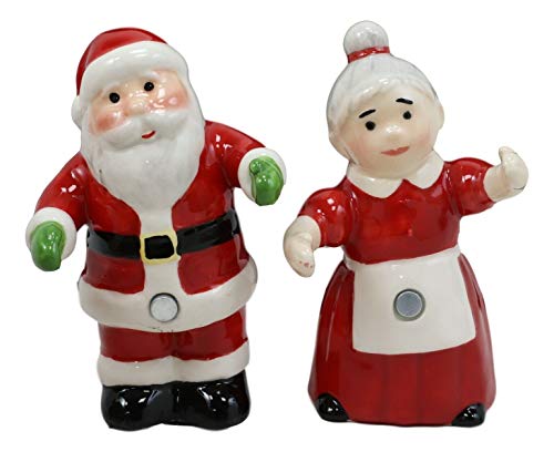 Set Of 1 Dancing Old Mr And Mrs Santa Claus Salt Pepper Shakers