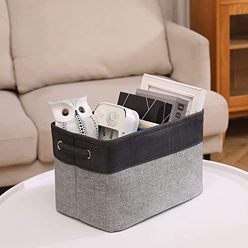 YanZhi 3PCS Large Storage Baskets for Shelves, Laundry Open Storage Bin Set with Sturdy Handles,Fabric Baskets for Organizing,Foldable Cotton Linen Cube Hampers for Closet,Nursery, Clothes, Toys,Dorm,Home & Office(Black)