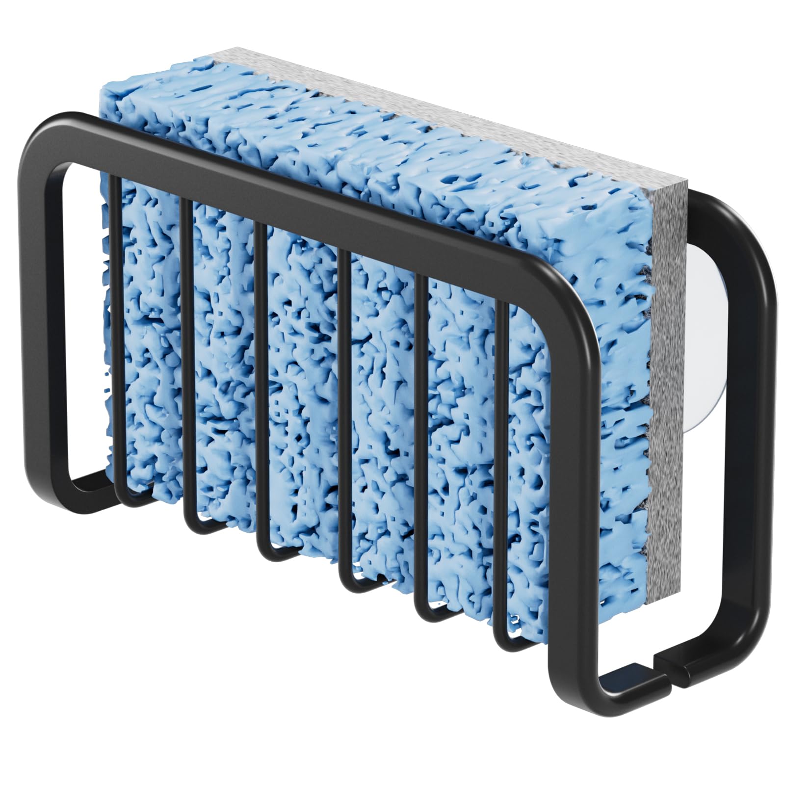 GOODBUY Sponge Holder for Kitchen Sink, Anti-Rust Sink Sponge Holder with Suction Cups, Aluminum Sink Caddy Kitchen Sink Organizer for Sponges, Scrubbers, Soap, Bathroom 5.9" x 2" x 3.3" Grey