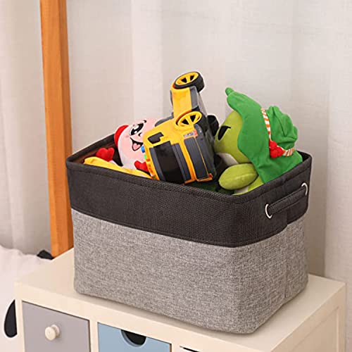 YanZhi 3PCS Large Storage Baskets for Shelves, Laundry Open Storage Bin Set with Sturdy Handles,Fabric Baskets for Organizing,Foldable Cotton Linen Cube Hampers for Closet,Nursery, Clothes, Toys,Dorm,Home & Office(Black)