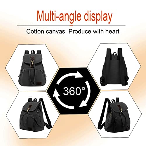 Eshow Canvas Backpack Purse for Women Canvas School Backpacks Small Casual Daypack for Men Women Anti-theft Work Daily Girls