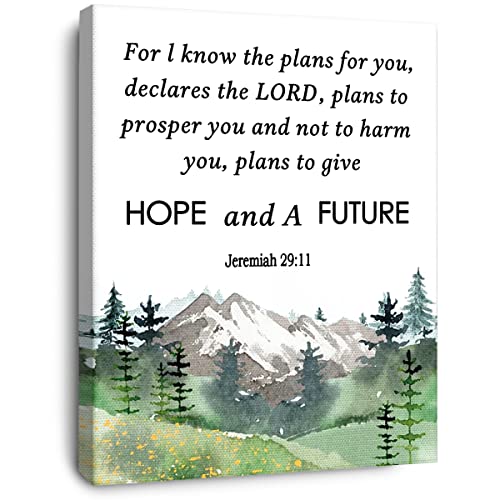 OTINGQD Hope And Future Jeremiah 29:11 Canvas Wall Art,Bible Verse Scripture Canvas Painting Prints for Christian Home Bedroom Office Church Religious Wall Decor