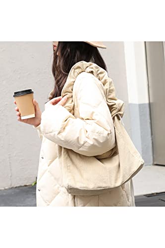Ulisty Women Small Corduroy Underarm Bag Drawstring Shoulder Bag Casual Handbag Hobo Bag coffee