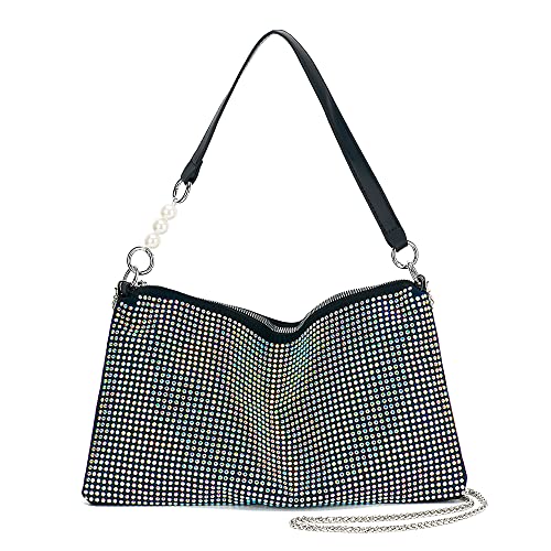 WEIMZC Crystals Rhinestone Purse Women Glitter Sparkly Clutch Evening Bags Bling Handbag Hobo Bag for Prom Cocktail Party Wedding(large size-Colorful)