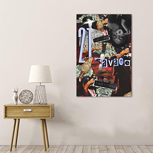 Album Cover Poster 21 Savage Poster I AM I WAS Art Wall Canvas Pictures for Modern Room Decor Prints Unframed 12" x 18"
