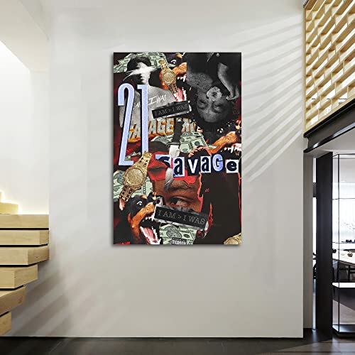 Album Cover Poster 21 Savage Poster I AM I WAS Art Wall Canvas Pictures for Modern Room Decor Prints Unframed 12" x 18"