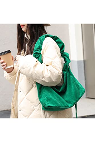 Ulisty Women Small Corduroy Underarm Bag Drawstring Shoulder Bag Casual Handbag Hobo Bag coffee