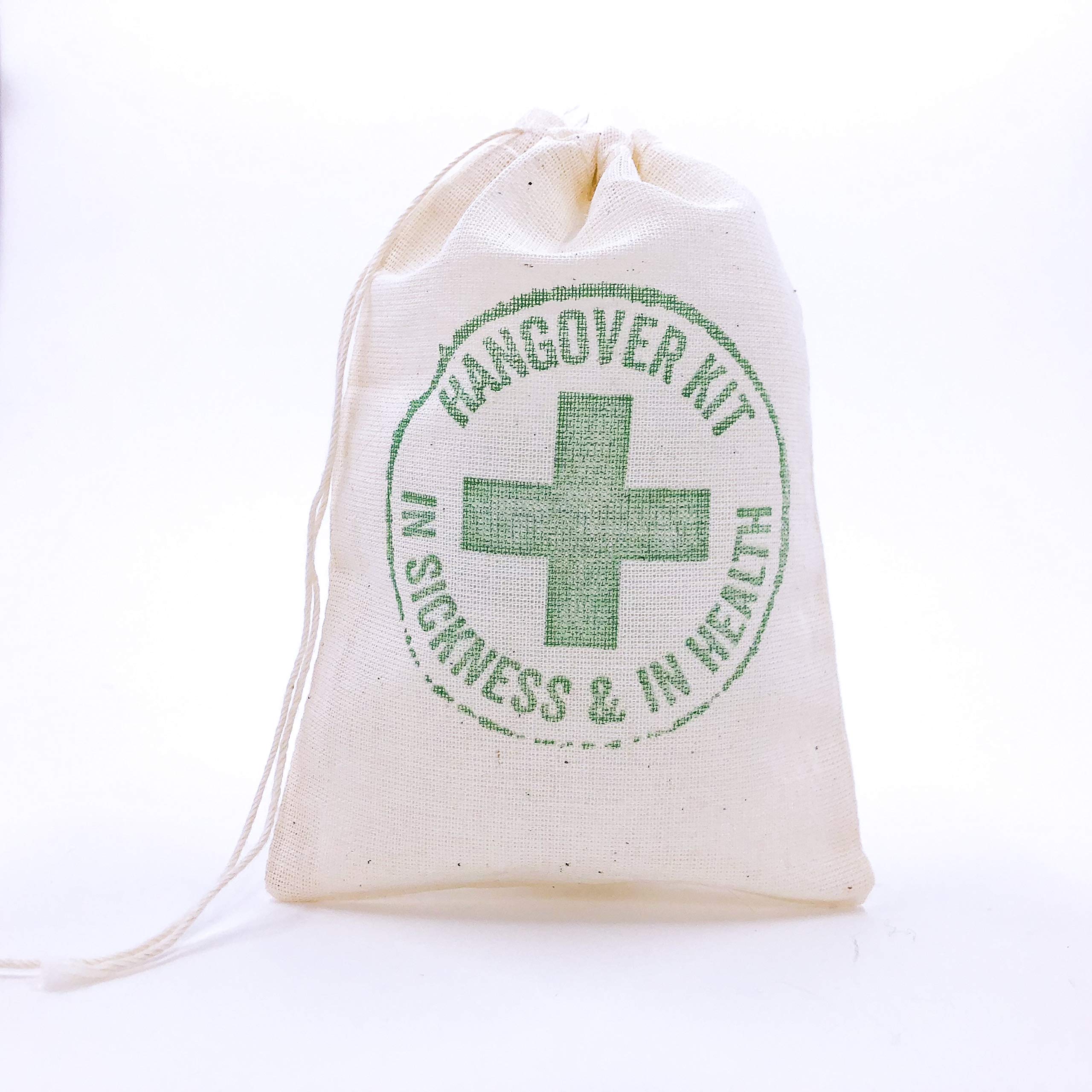 10 Green Hangover Kit Bags | Bachelorette Favor Bags Wedding Welcome Survival Recovery Party Bag Muslin Gift Groomsmen Bachelor Bridesmaid Bridal