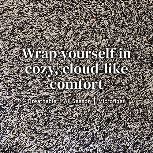 Big Blanket Co® Premier Plush™ Black Heather | Ultra-Plush Fluffy Blanket | 100 Square Feet | Breathable, Microfiber Blanket That Wraps You in Cloud-Like Comfort | Blankets That Redefine King-Size