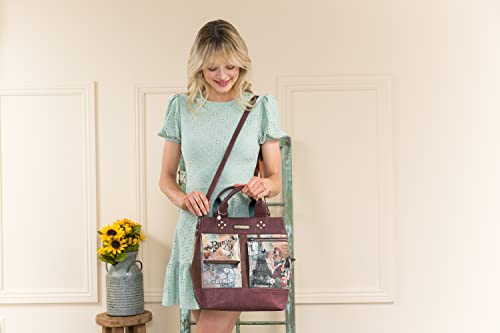Nicole Lee Paris Fashion Week Large Shoulder Tote Bag, Butterfly Flower Embellishments, Multiple Pockets, Optional Crossbody Strap