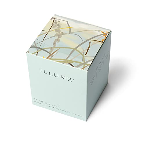 Illume Beautifully Done Essentials Fresh Sea Salt Boxed Glass Scented Soy Candle, 3" L x 3" W x 1" H