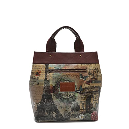 Nicole Lee Paris Fashion Week Large Shoulder Tote Bag, Butterfly Flower Embellishments, Multiple Pockets, Optional Crossbody Strap